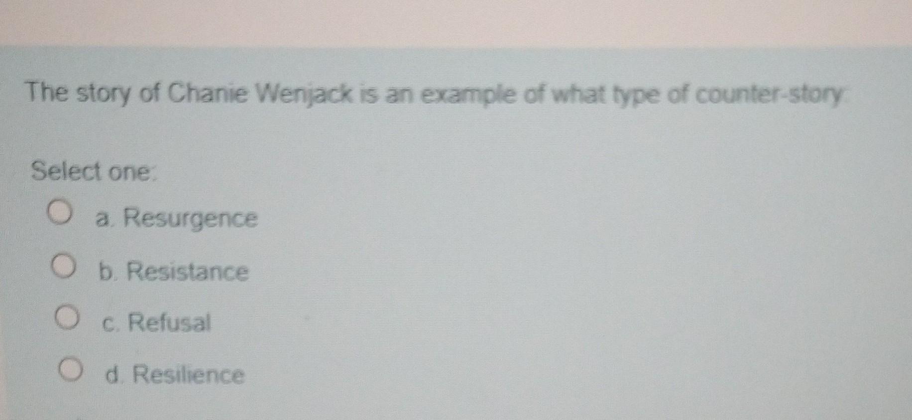 The story of Chanie Wenjack is an example of what | Chegg.com