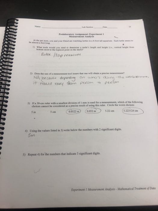 Solved Name Lab Section Date Prelaboratory Assignment