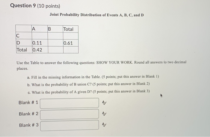 Solved Question 9 (10 points) Joint Probability Distribution | Chegg.com