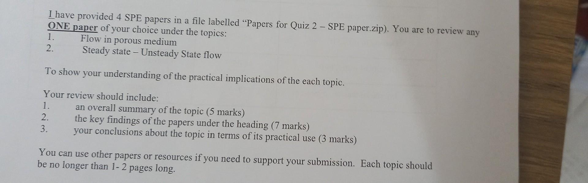 Solved I have provided 4 SPE papers in a file labelled | Chegg.com