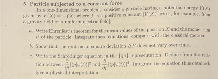 Solved 5. Particle subjected to a constant force In a | Chegg.com