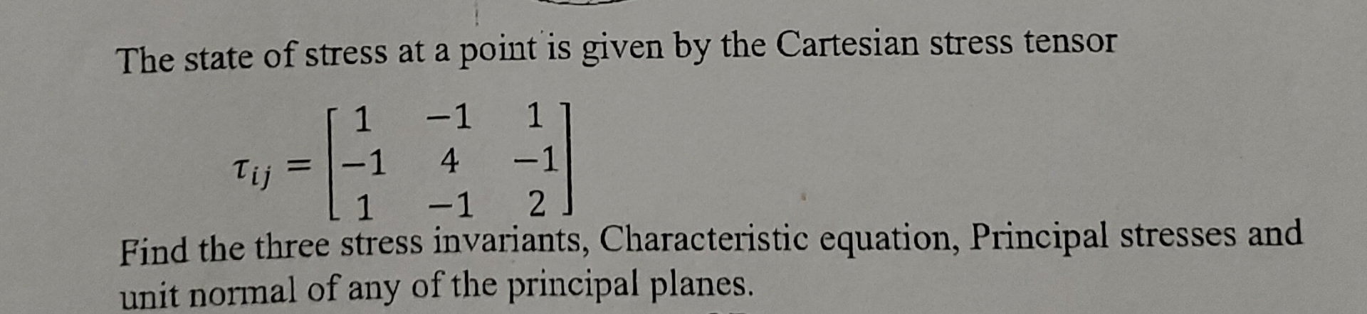 Solved The state of stress at a point is given by the | Chegg.com
