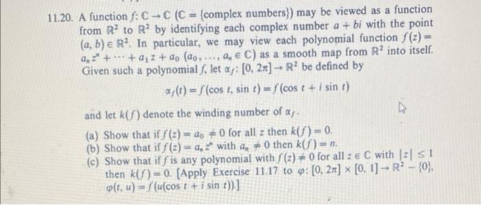 Solved 11.20. A function f: C → C (C = {complex numbers}) | Chegg.com