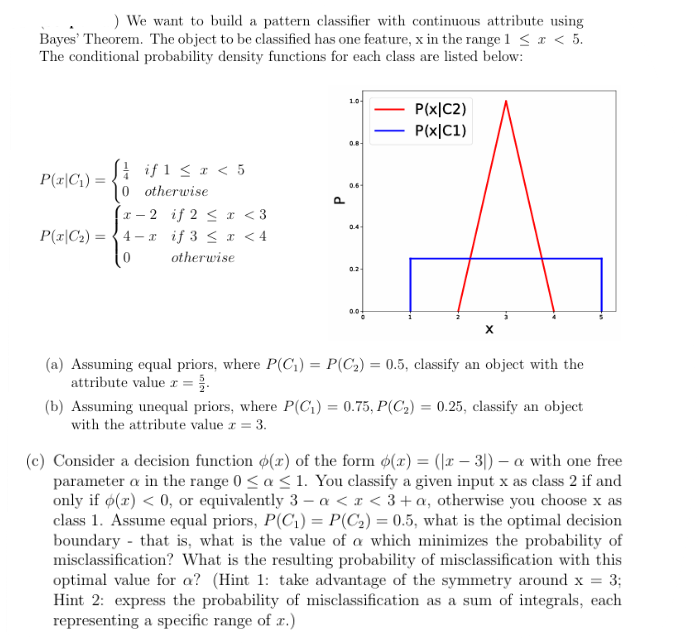 Solved We ﻿want to ﻿build a pattern classifier with | Chegg.com