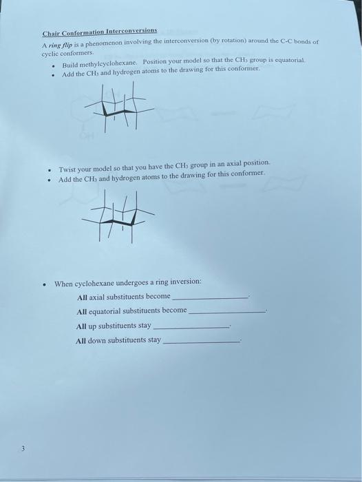 Solved Chair Conformation Interconversions A ring flip is a | Chegg.com