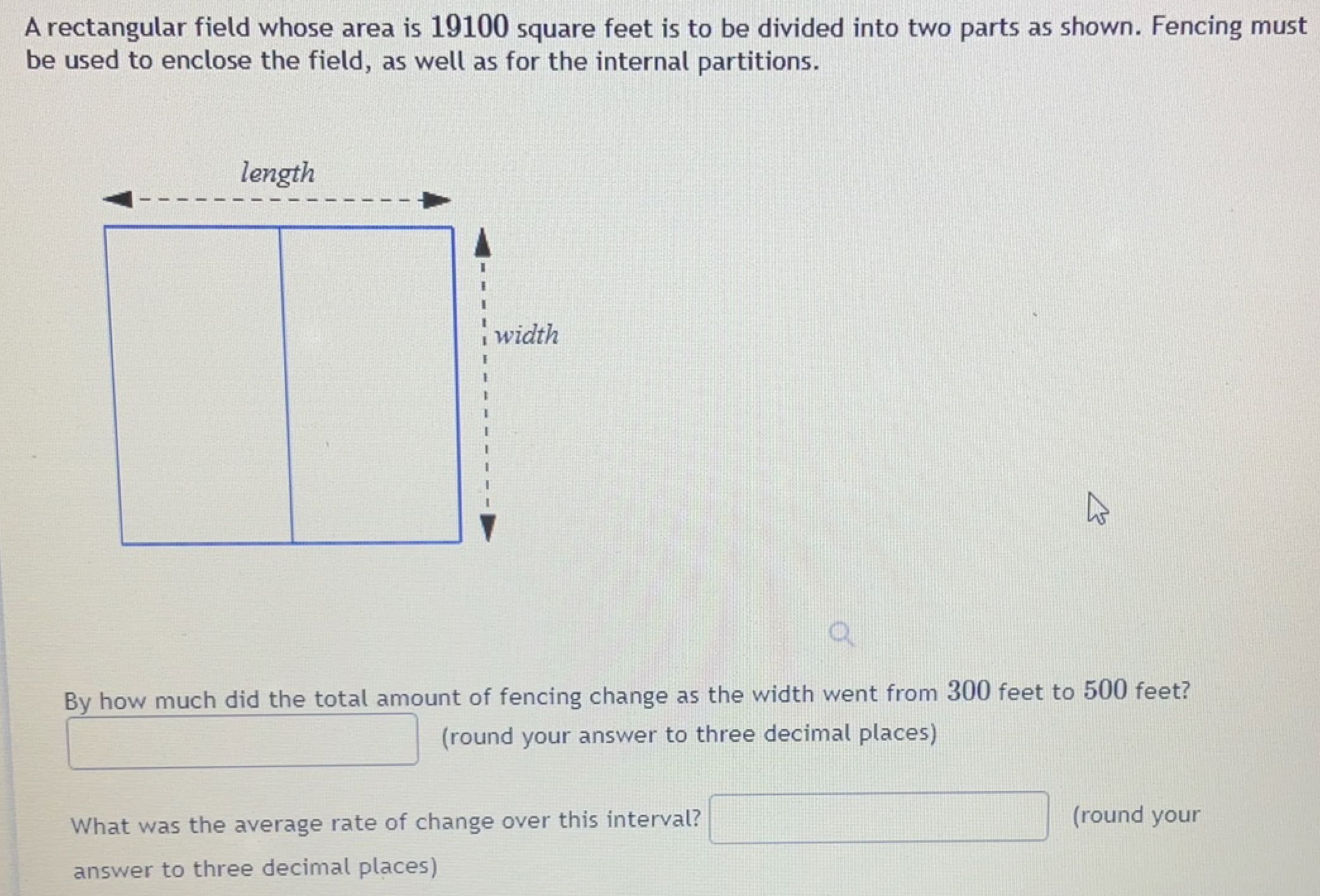Solved A rectangular field whose area is 19100 ﻿square feet | Chegg.com
