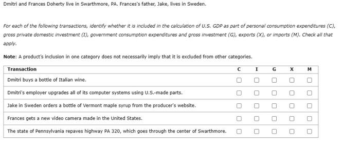 Solved Dmitri and Frances Doherty live in Swarthmore, PA. | Chegg.com