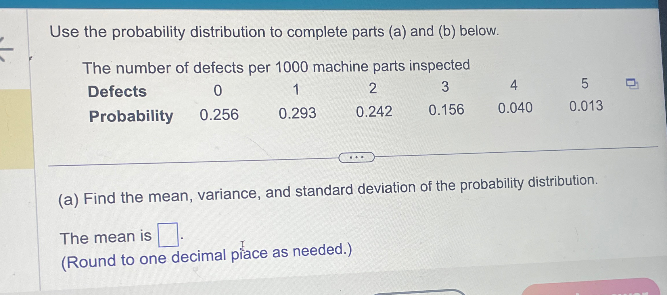 Solved Use the probability distribution to complete parts | Chegg.com