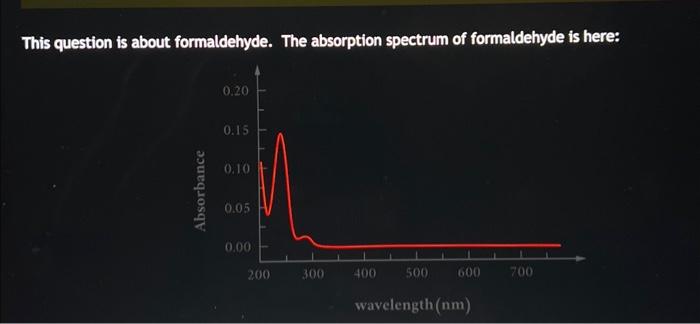 Solved This question is about formaldehyde. The absorption | Chegg.com