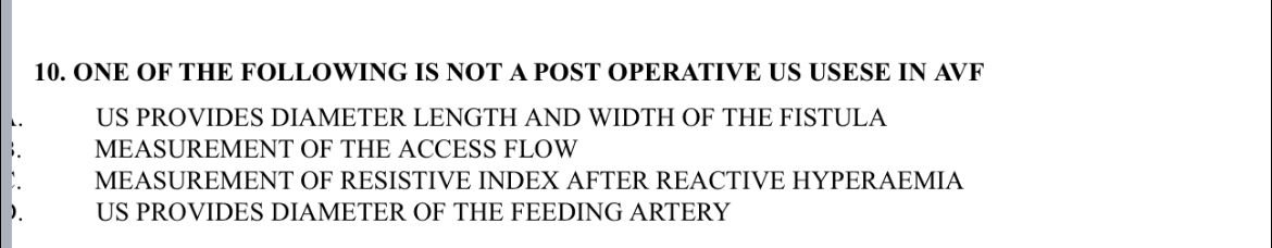 Solved ONE OF THE FOLLOWING IS NOT A POST OPERATIVE US USESE | Chegg.com