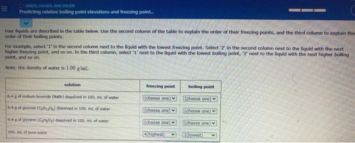 Solved AS LIQUIDS AND SOLIDS Predicting relative boiling | Chegg.com