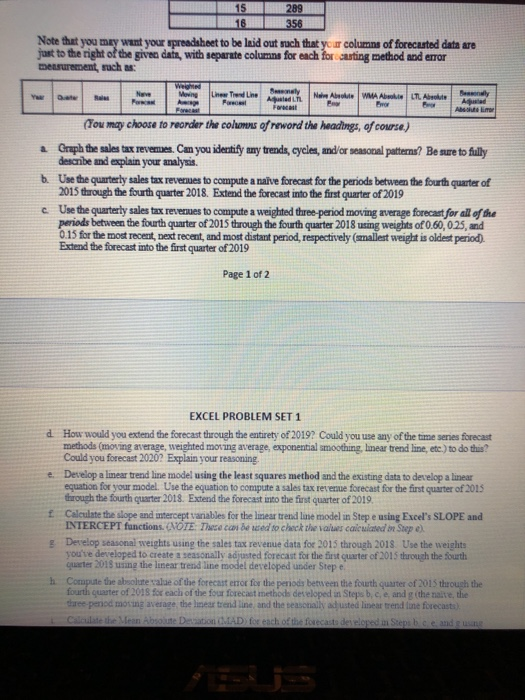 EXCEL PROBLEM SET 1 NOTE 1: In creating spreadshots, | Chegg.com