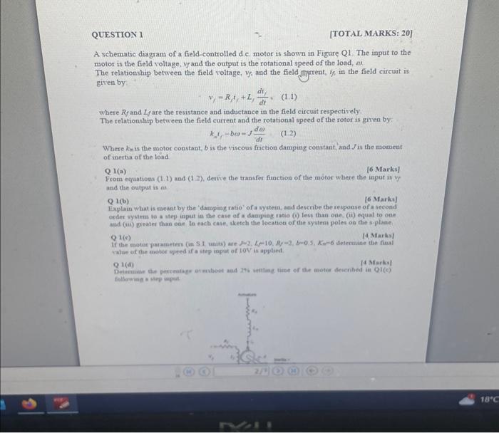Solved A schematic diagram of a field-controlled d.c. motor | Chegg.com