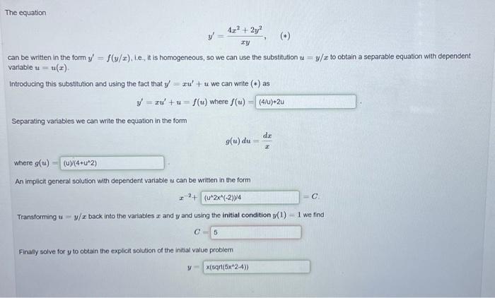 Solved The equation y′=xy4x2+2y2,(∗) can be written in the | Chegg.com