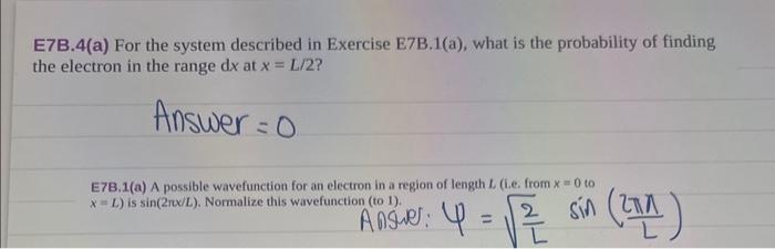 Solved E7b 4 A For The System Described In Exercise