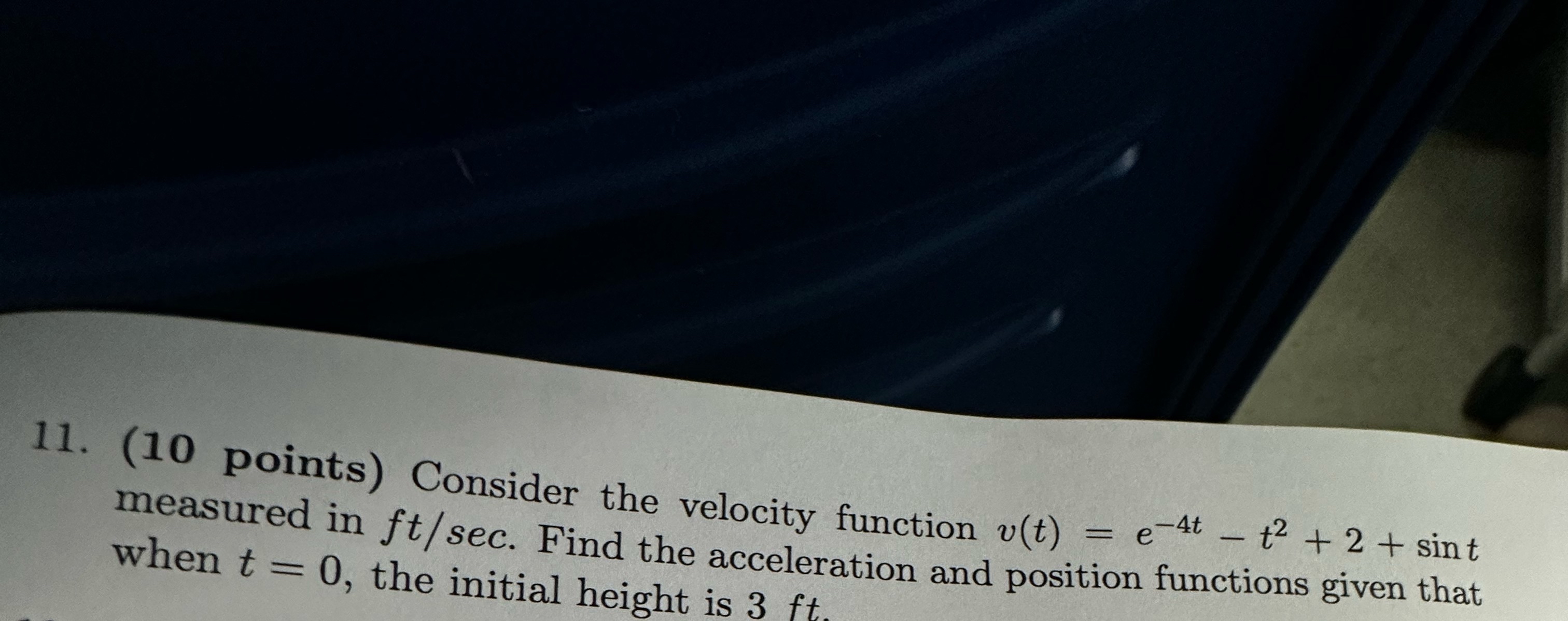 Solved (10 ﻿points) ﻿Consider the velocity function | Chegg.com