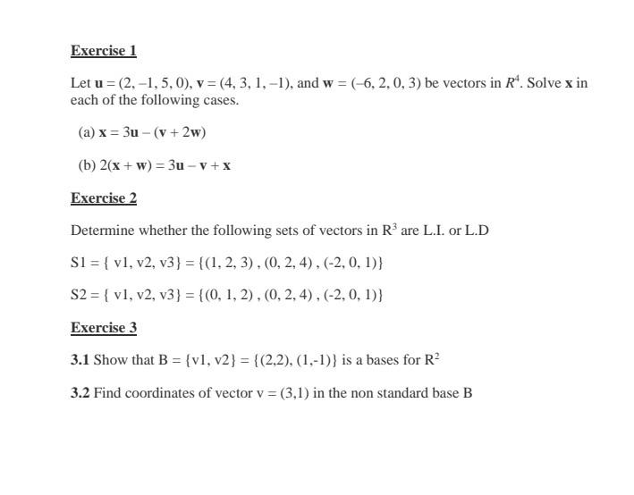 Solved Given vectors : u=(5,2);v=(−2,5)w=(0,3);q=(10,4) 4.1 | Chegg.com