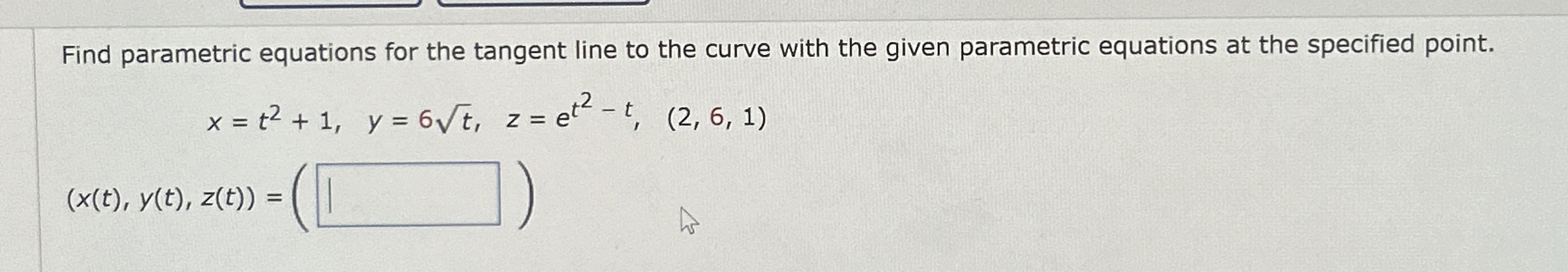 Solved Find parametric equations for the tangent line to the | Chegg.com