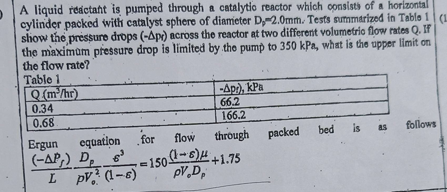 Solved 4 (b) (CO3) A liquid reactant is pumped through a | Chegg.com