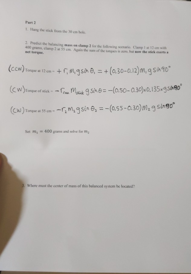 Solved Lab 8: Torque and Equilibrium What you should learn: | Chegg.com