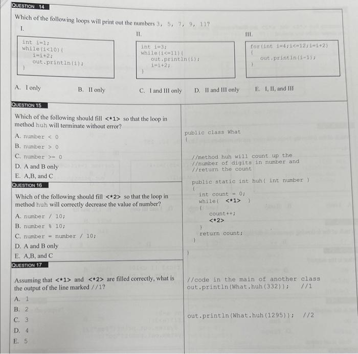 Solved Which of the following loops will print out the | Chegg.com
