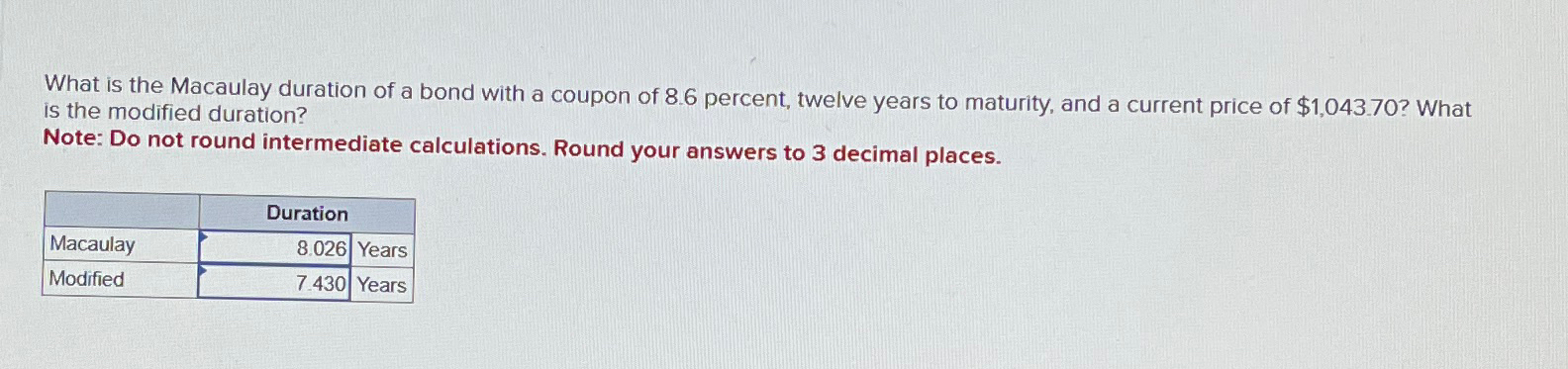 Solved What is the Macaulay duration of a bond with a coupon | Chegg.com