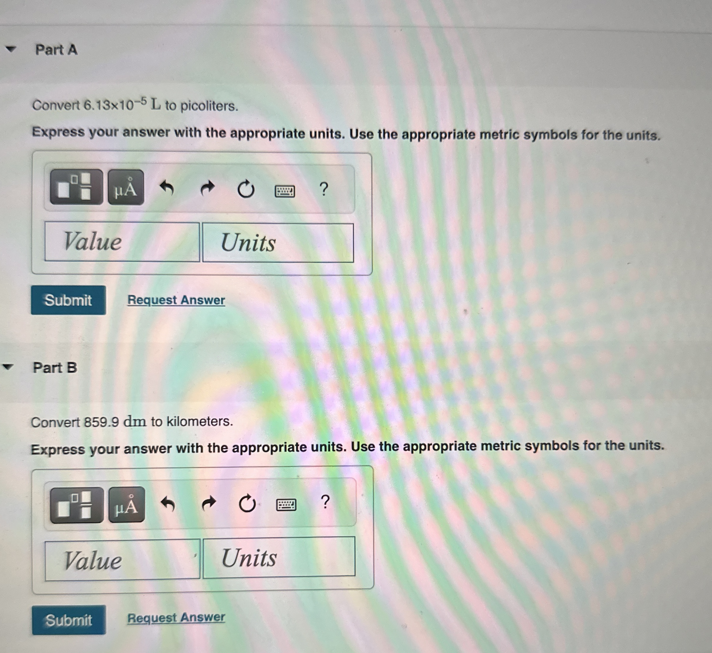 Solved Part AConvert 6.13×10-5L ﻿to picoliters.Express your | Chegg.com