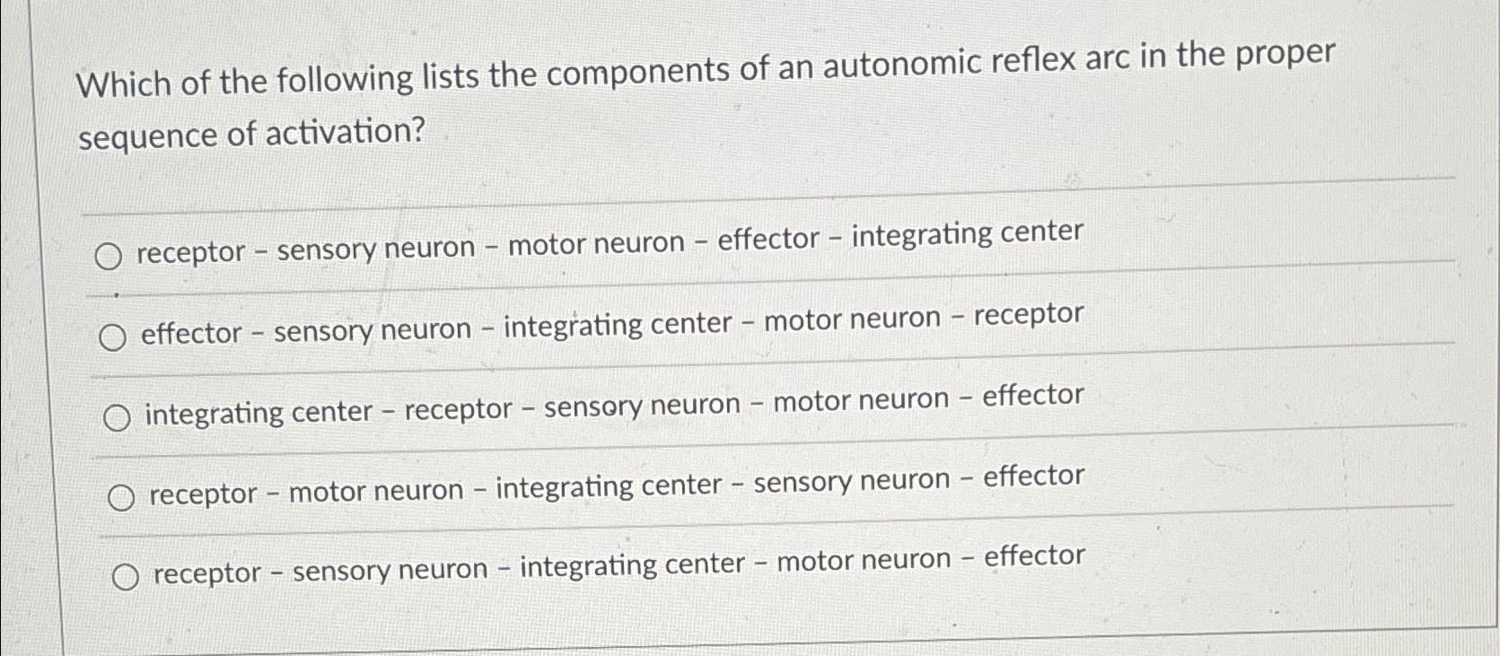 Solved Which of the following lists the components of an | Chegg.com