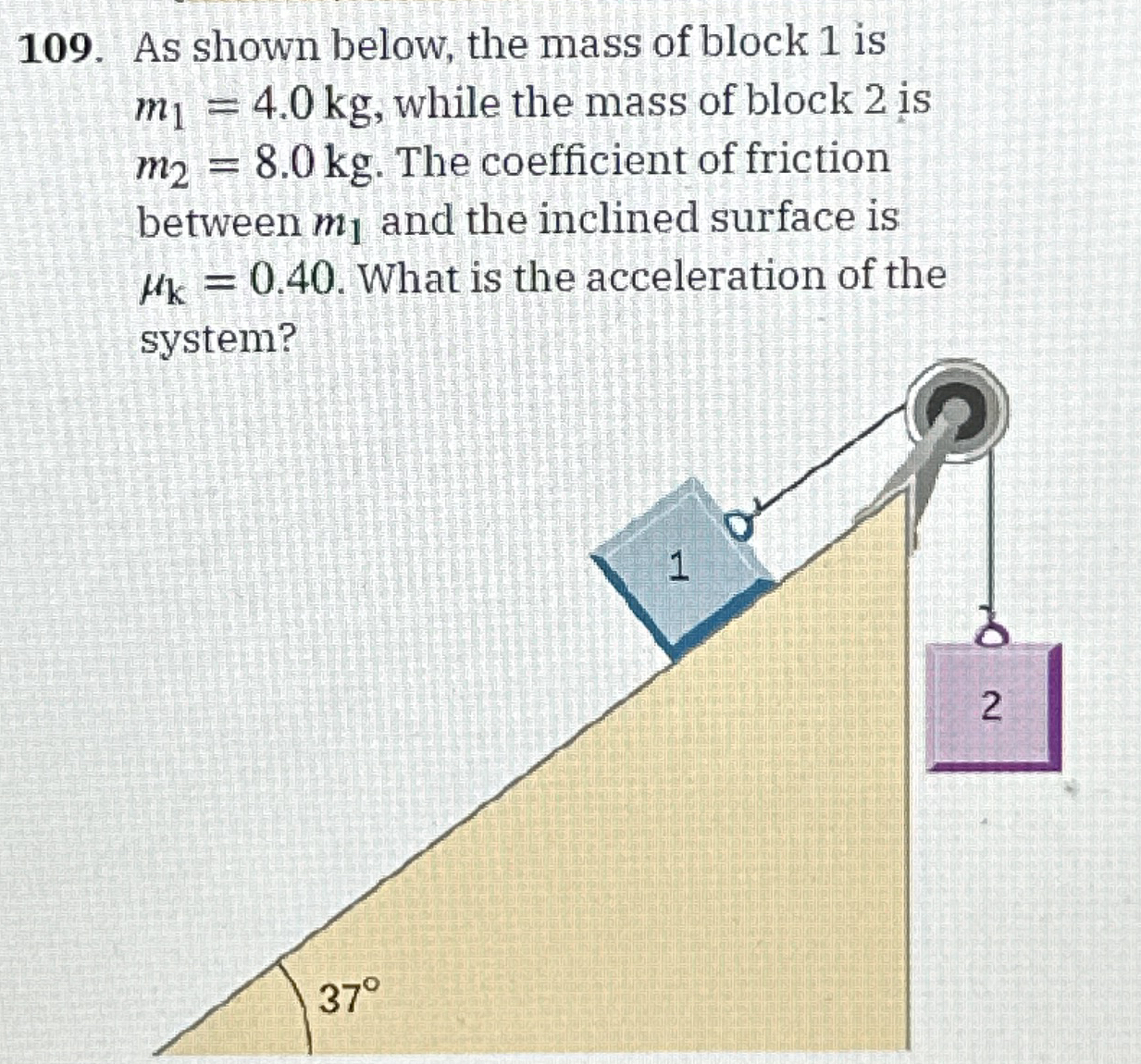 Solved As shown below, the mass of block 1 ﻿is m1=4.0kg, | Chegg.com