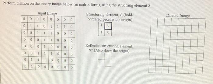 Solved Perform dilation on the binary image below (in matrix | Chegg.com