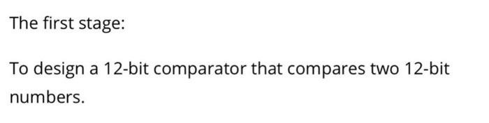 Solved The first stage: To design a 12-bit comparator that | Chegg.com