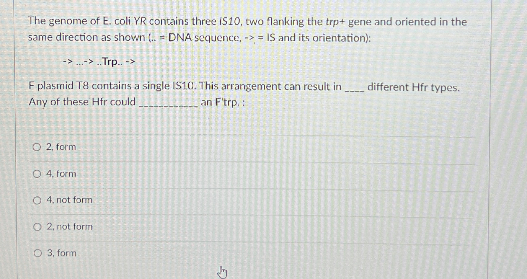 Solved The genome of E. ﻿coli YR contains three IS10, ﻿two | Chegg.com