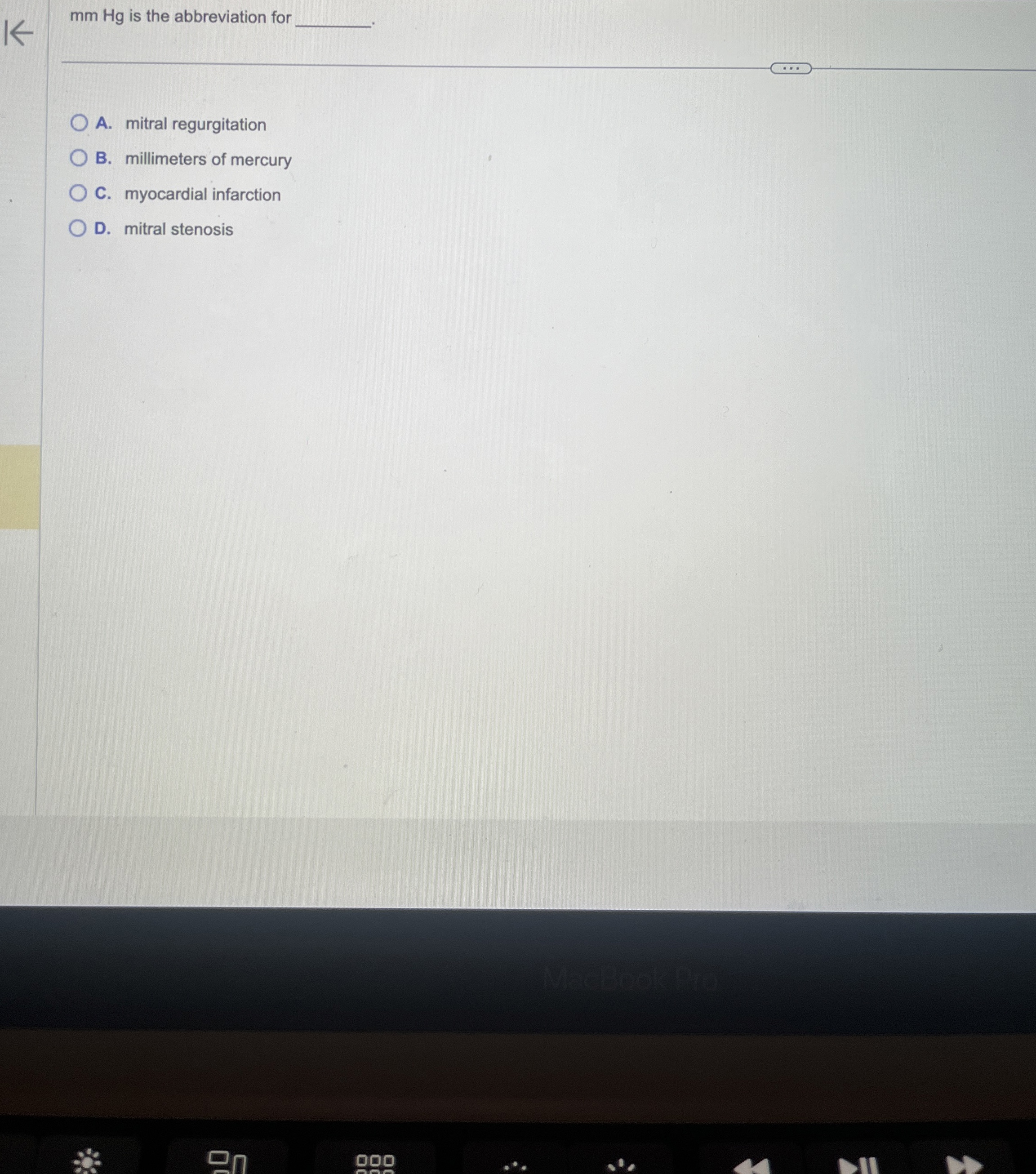 Solved mm Hg is the abbreviation forA. ﻿mitral | Chegg.com