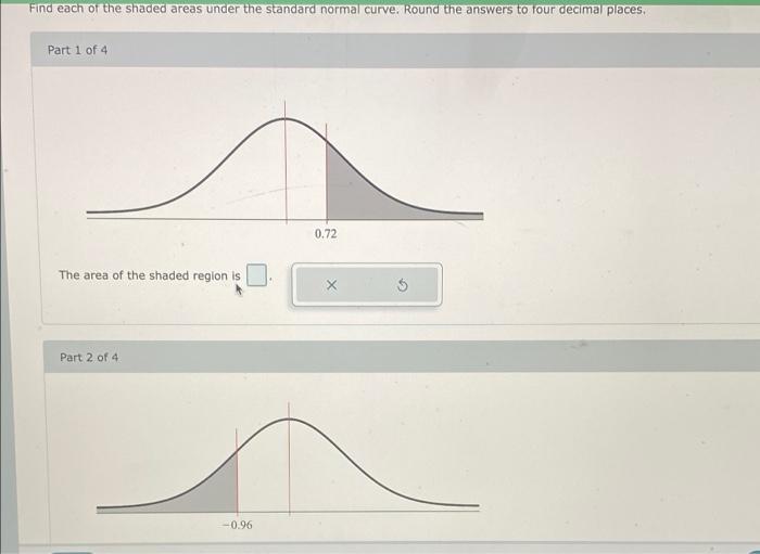 Solved Find each of the shaded areas under the standard | Chegg.com