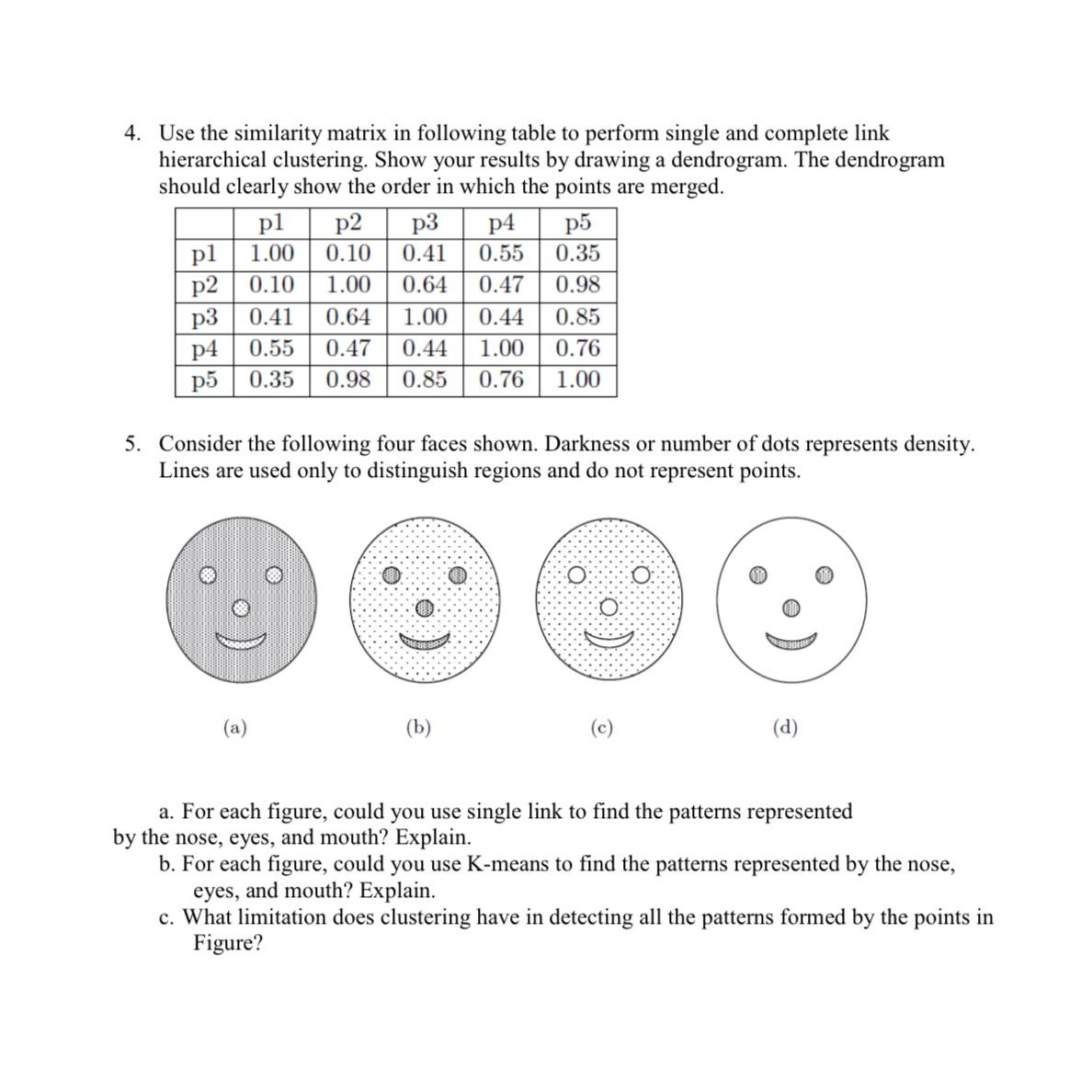 Use the similarity matrix in following table to | Chegg.com