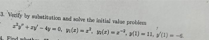Solved 3. Verify by substitution and solve the initial value | Chegg.com