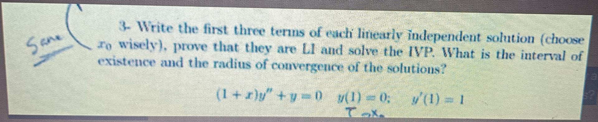 Solved 3- Write the first three terms of eacli litearily | Chegg.com