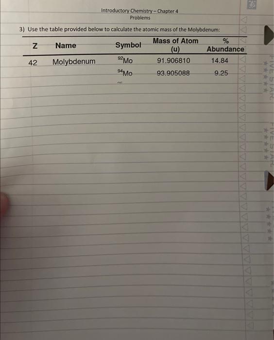 3) Use the table provided below to calculate the | Chegg.com