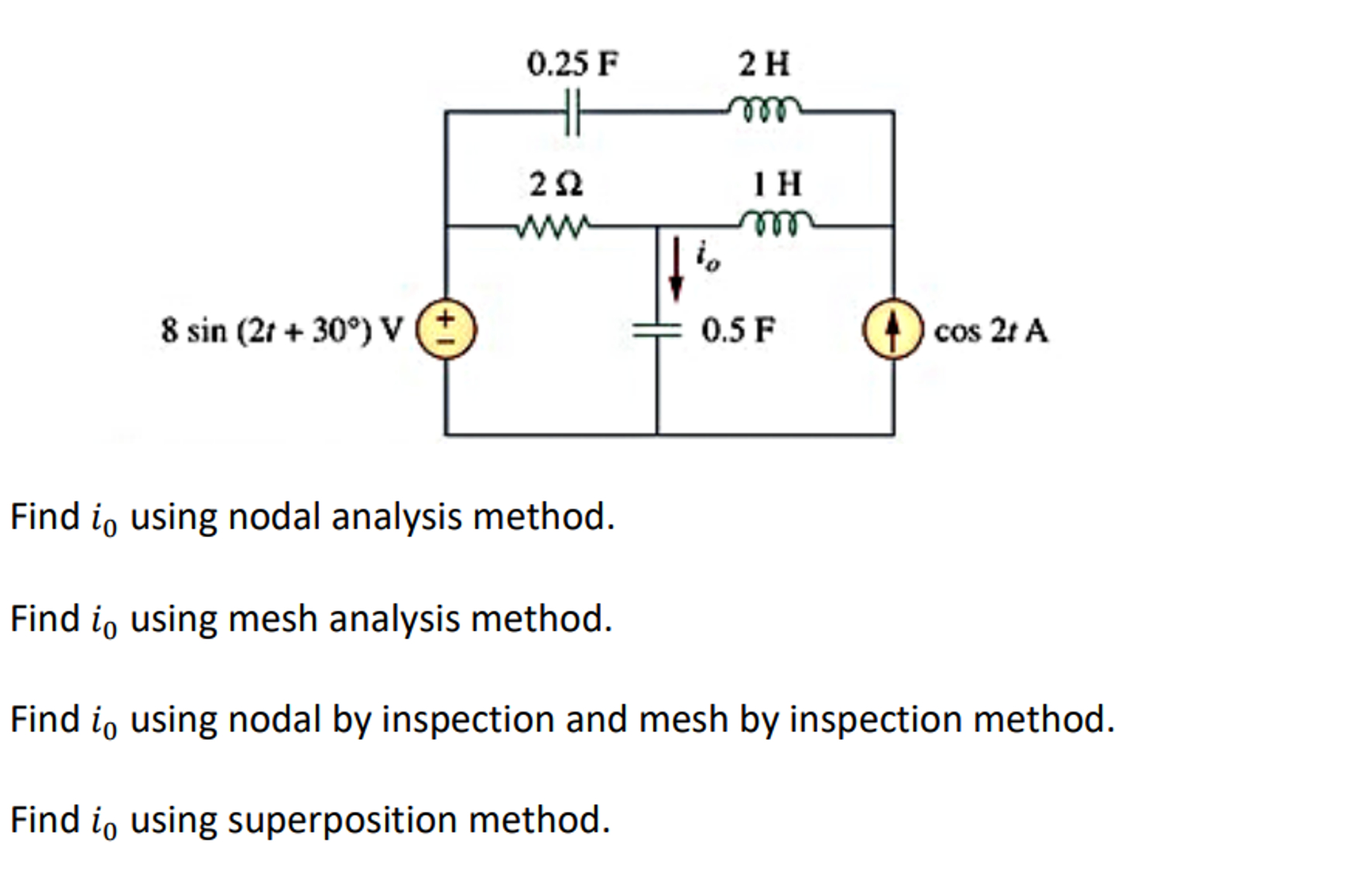 Solved Use the following circuit to solve using different | Chegg.com
