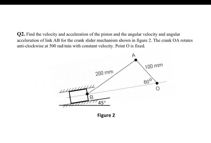 Solved Q2. Find the velocity and acceleration of the piston | Chegg.com
