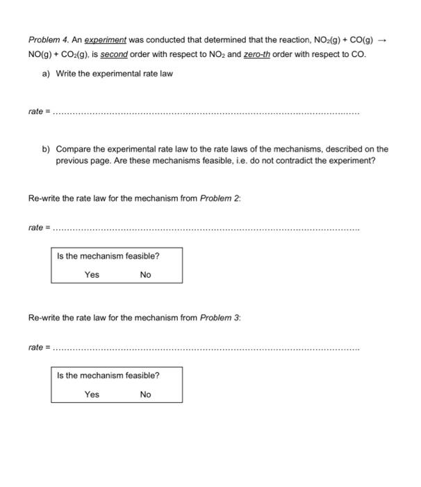 Solved Problem 1. Find the rate law of the following | Chegg.com
