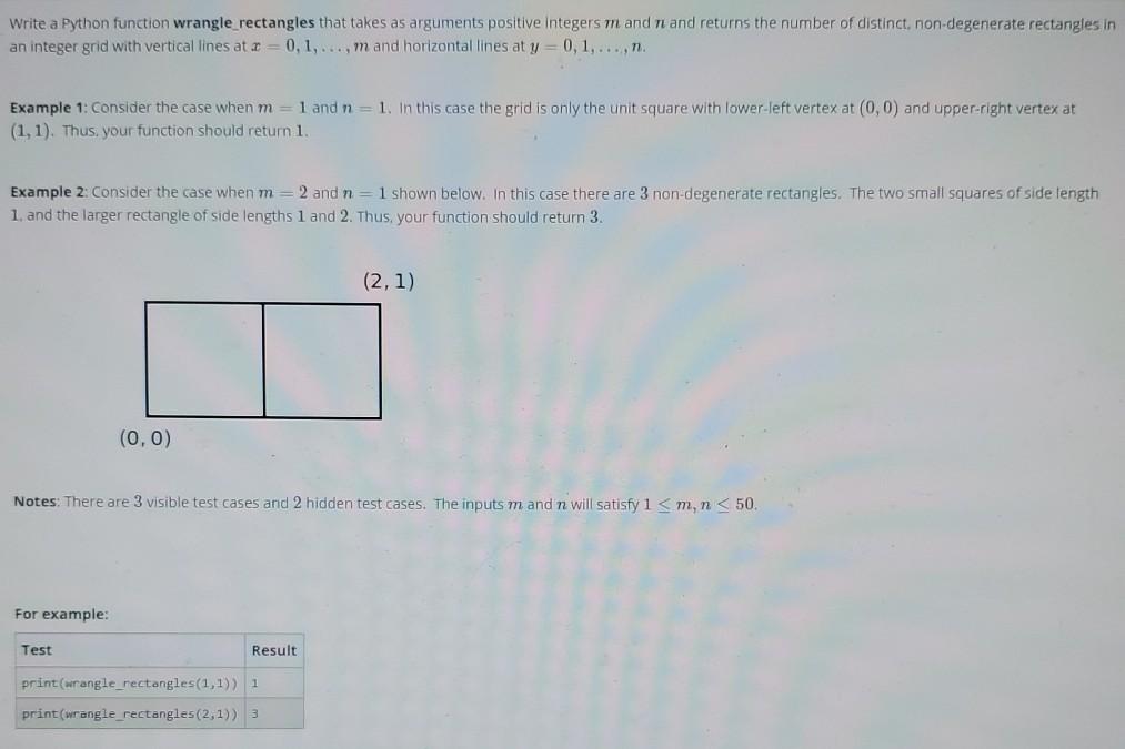 Solved Write a Python function wrangle rectangles that takes | Chegg.com