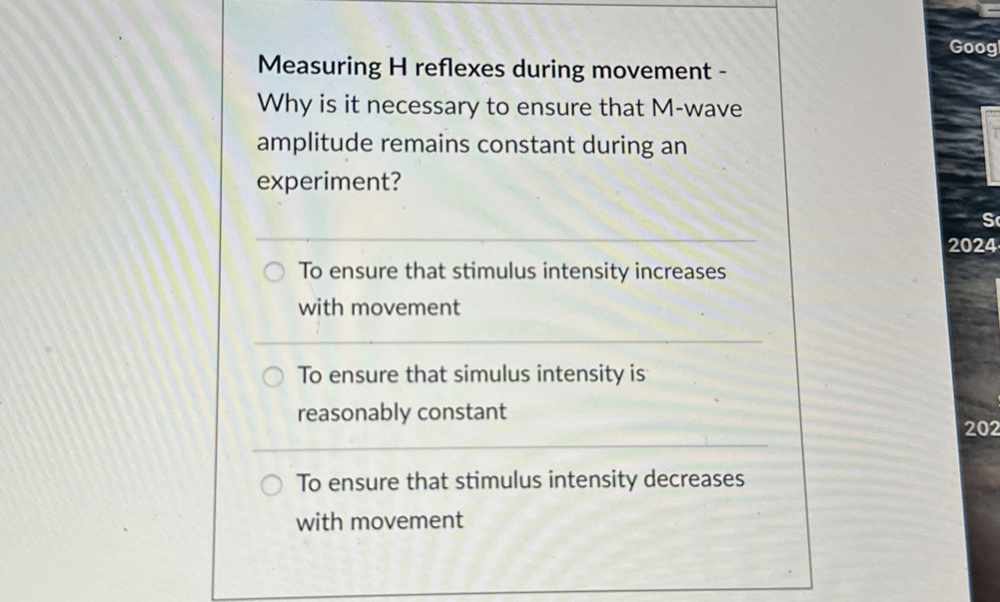 Solved Measuring H reflexes during movement Why is it | Chegg.com