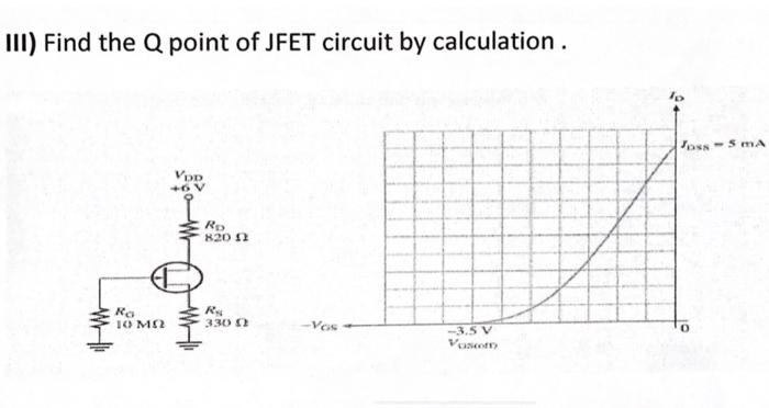 Solved III) Find the Q point of JFET circuit by calculation | Chegg.com