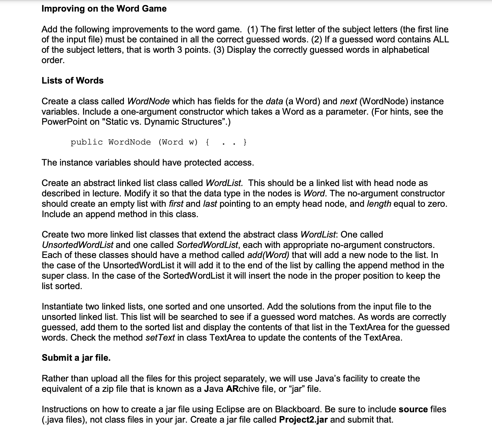 Solved Improving on the Word GameAdd the following | Chegg.com