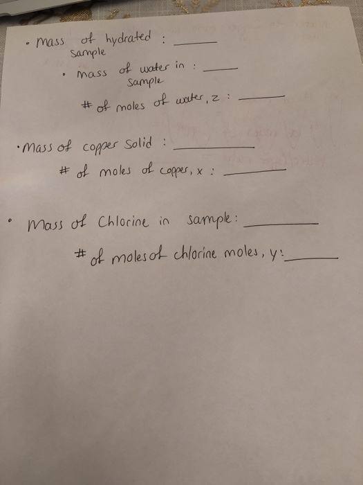 Solved mass of water = 0.0799 in sample Water (H₂O) of water | Chegg.com