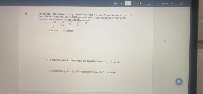 Solved of 7 ZOOM + 16. On a nationally standardized reading | Chegg.com