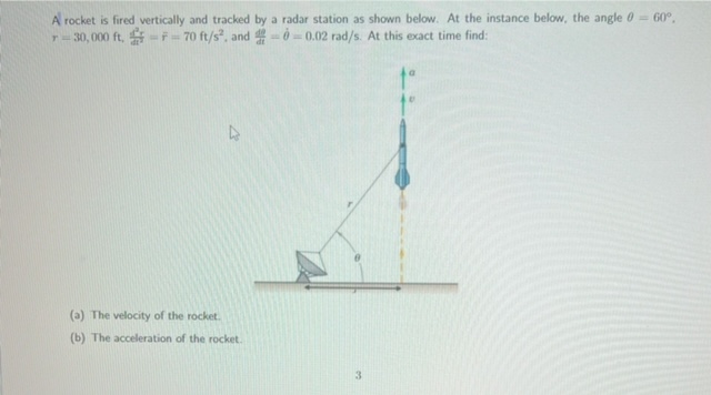 Solved A rocket is fired vertically and tracked by a radar | Chegg.com