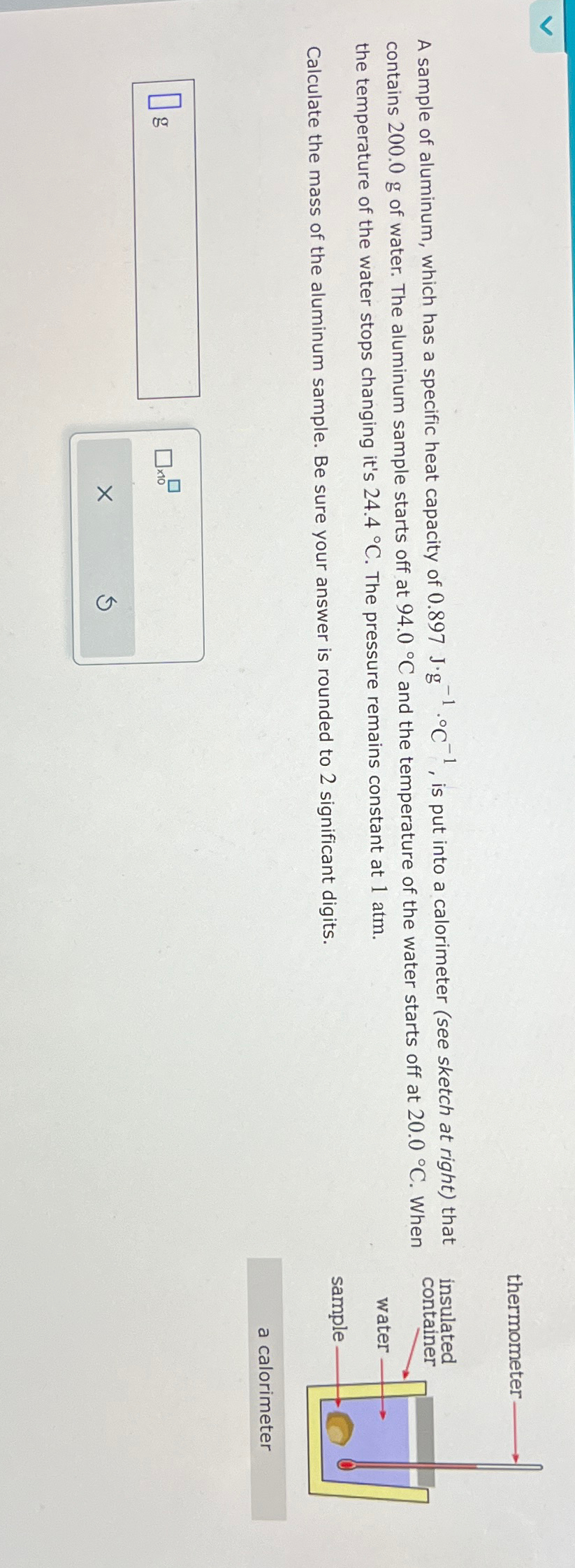 Solved A sample of aluminum, which has a specific heat | Chegg.com