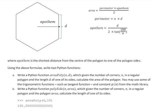 Solved area = perimeter × apothem 2 ﻿perimeter =n×d ﻿apothem | Chegg.com